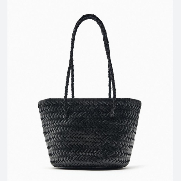 Zara | Bags | Zara Black Woven Bucket Bag | Poshmark